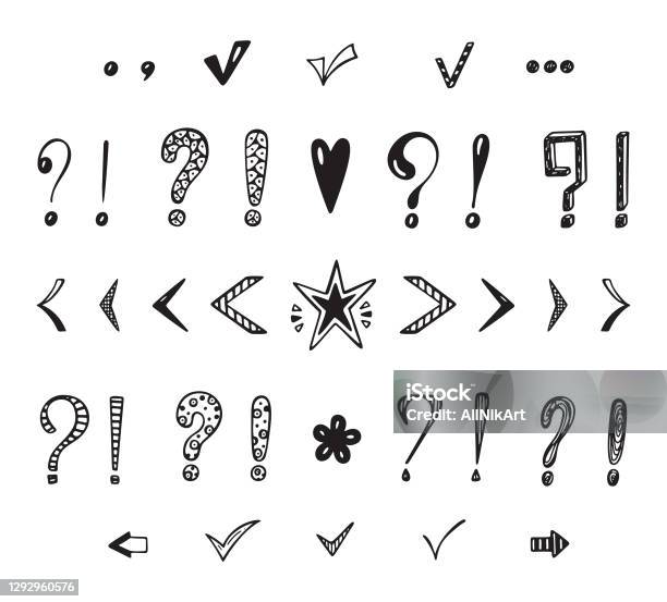 La Ponctuation Marque Vector Set Point Dinterrogation Tiré À La Main