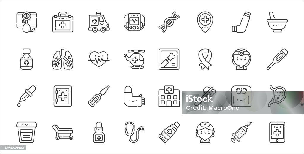 Ilustración de Conjunto De 32 Iconos De Contorno Delgado De ... Ilustración de Conjunto De 32 Iconos De Contorno Delgado De ...