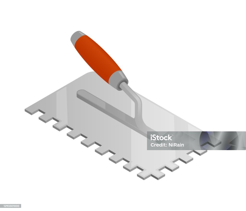 Isometric Plastering Trowel Isolated On White Background Colorful ... Isometric Plastering Trowel Isolated On White Background Colorful ...