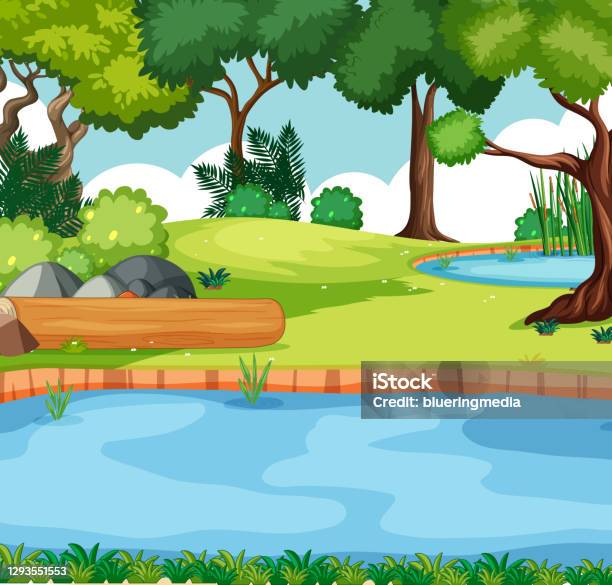 Latar Belakang Pemandangan Alam Hutan Kosong Ilustrasi Stok Unduh
