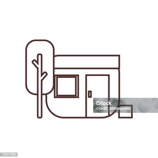 Maison De Camping Et Illustration Remplie Dicône De Ligne Darbre ... Maison De Camping Et Illustration Remplie Dicône De Ligne Darbre ...
