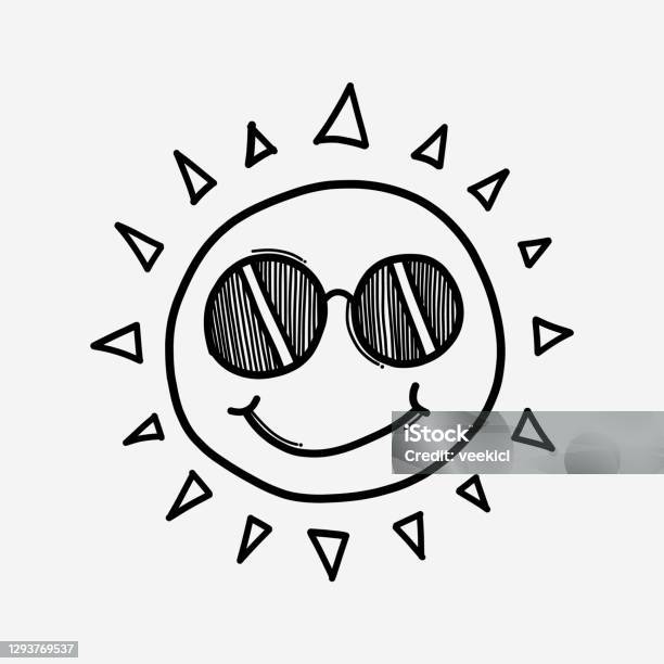 Ikon Vektor Doodle Matahari Gambar Ilustrasi Sketsa Garis Gambar Tangan