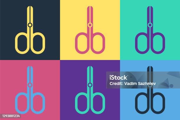 Pop Art Schaar Pictogram Geïsoleerd Op Kleur Achtergrond Het Snijden