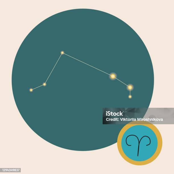 Tanda Zodiak Aries Konstelasi Terisolasi Ilustrasi Stok Vektor Sebagai