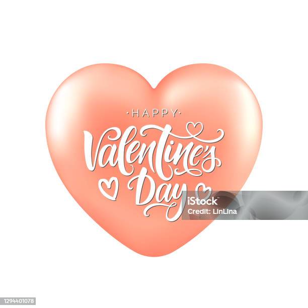 Happy Valentines Day Script Lettering Inscription Hand Lettering Card