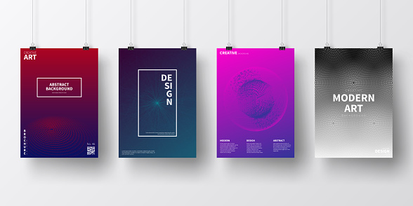 Poster Dengan Desain Futuristik Abstrak Terisolasi Di Latar Belakang