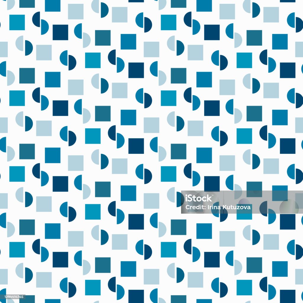 Pattern With Geometric Shapes In Blue And White Color Abstract Of
