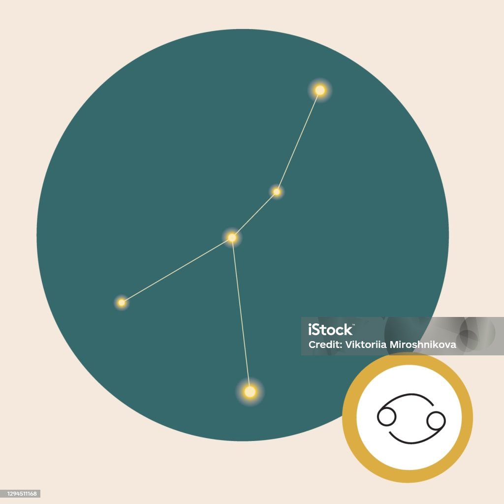 Cancer Zodiac Sign Constellation Isolated Vector Stock Illustration As
