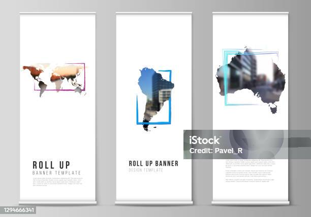 Tata Letak Vektor Dari Roll Up Mockup Template Untuk Selebaran Vertikal