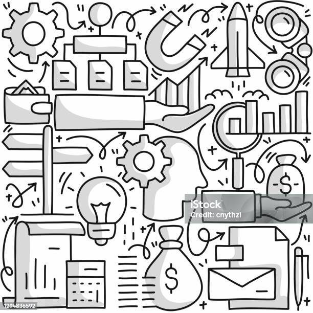 Business Related Doodle Illustration Hand Drawn Vector Business Symbol
