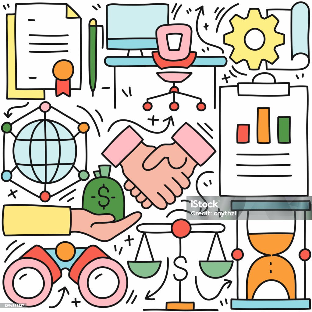 Business Related Doodle Illustration Hand Drawn Vector Business Symbol