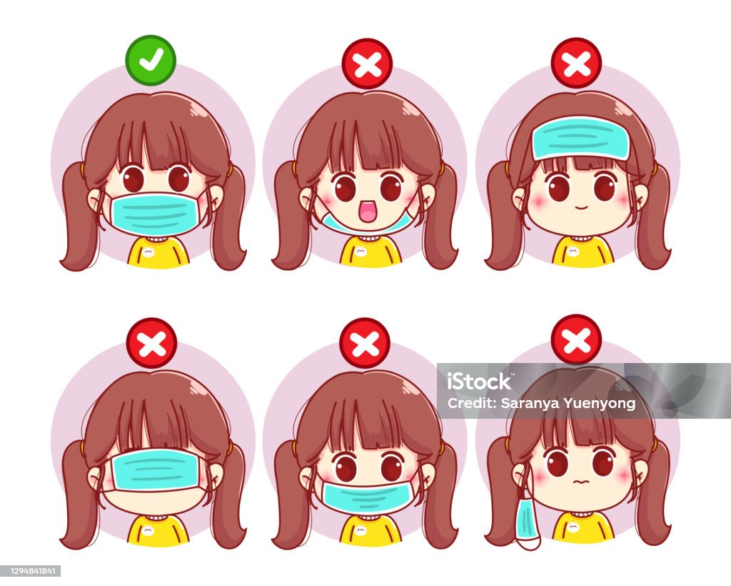 Comment Porter Un Masque Facial Mignon Illustration De Caractère De