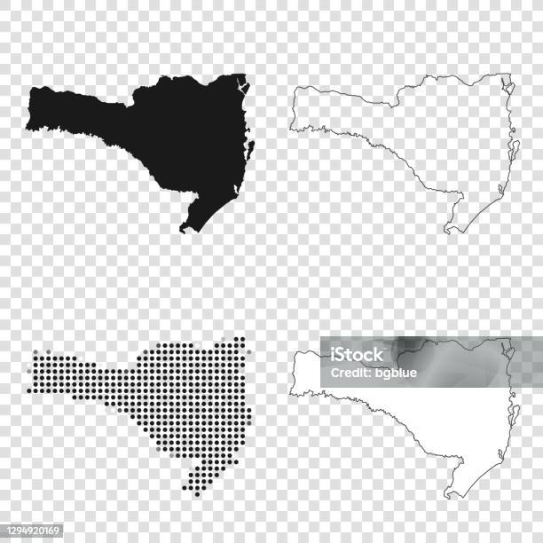 Ilustración De Mapas De Santa Catarina Para El Diseño Negro Contorno