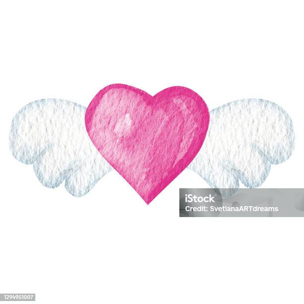 Coeur De Papier Aquarelle Avec Licône Dailes Carte De Voeux Je Taime
