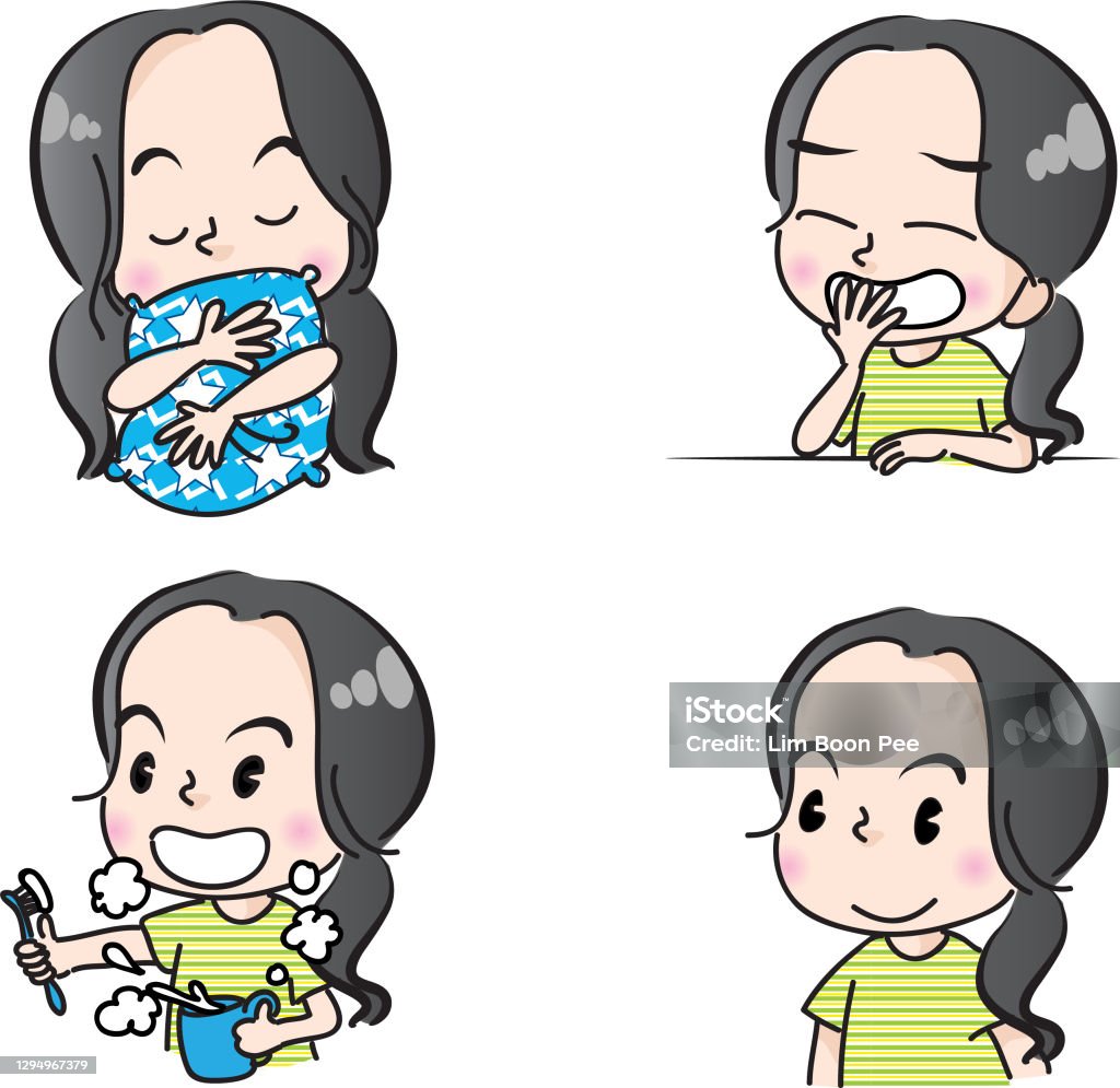 Vector Cartoon Girl Emoji Set Stock Illustration Download Image Now