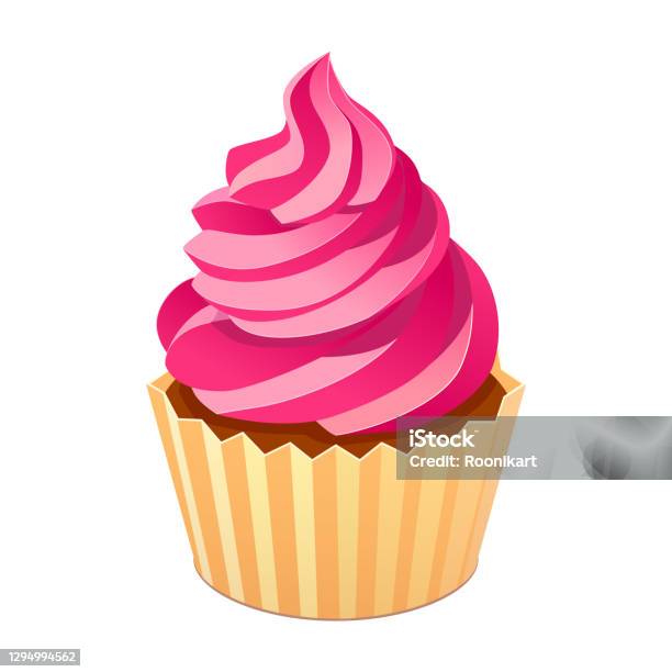Ilustración de Cupcake Con Crema Rosa Ilustración Vectorial Aislada ... Ilustración de Cupcake Con Crema Rosa Ilustración Vectorial Aislada ...