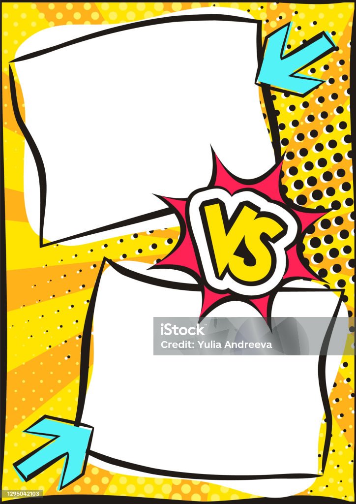 Vs Comics Book Collision Frames With Cartoon Text Speech Bubbles And