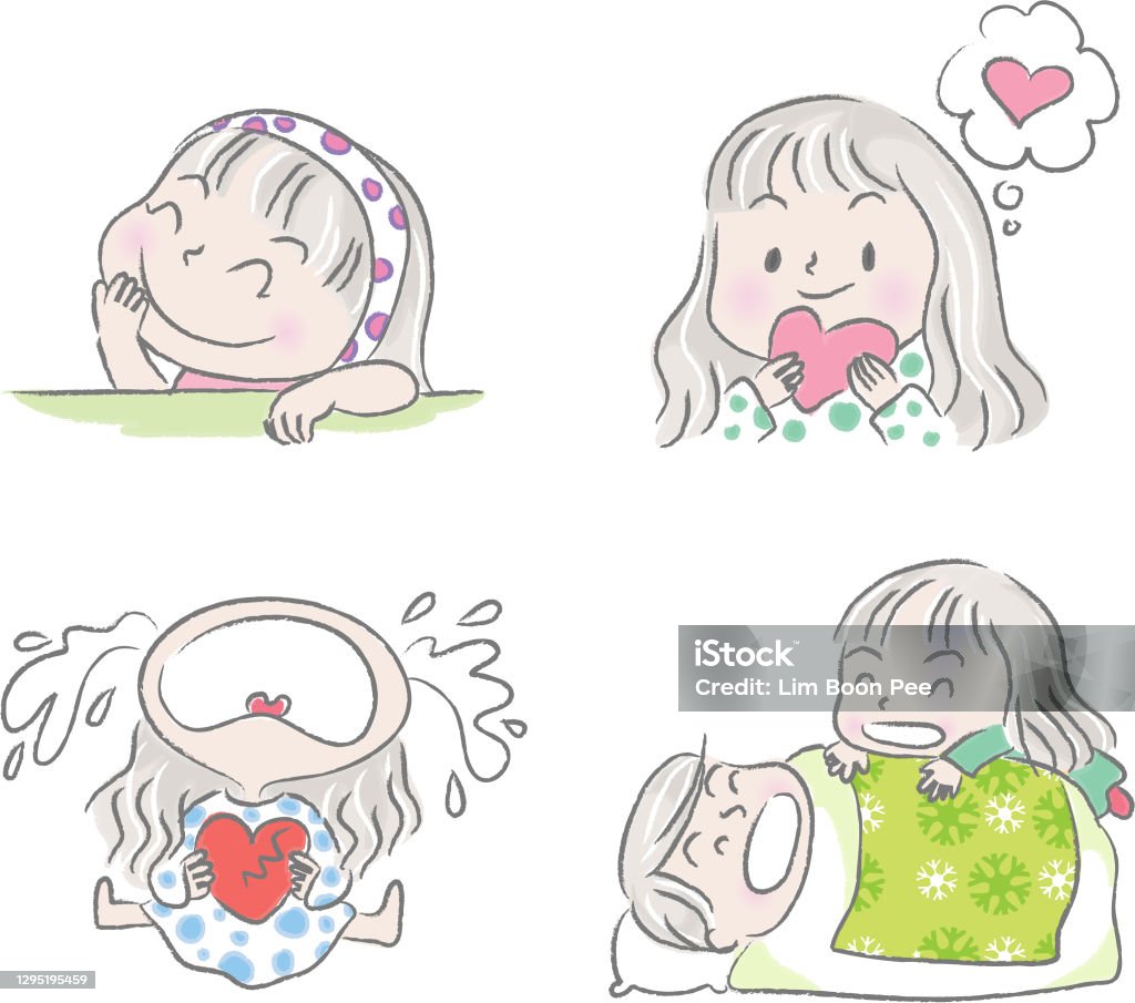 Vector Cartoon Girl Emoji Set Stock Illustration Download Image Now