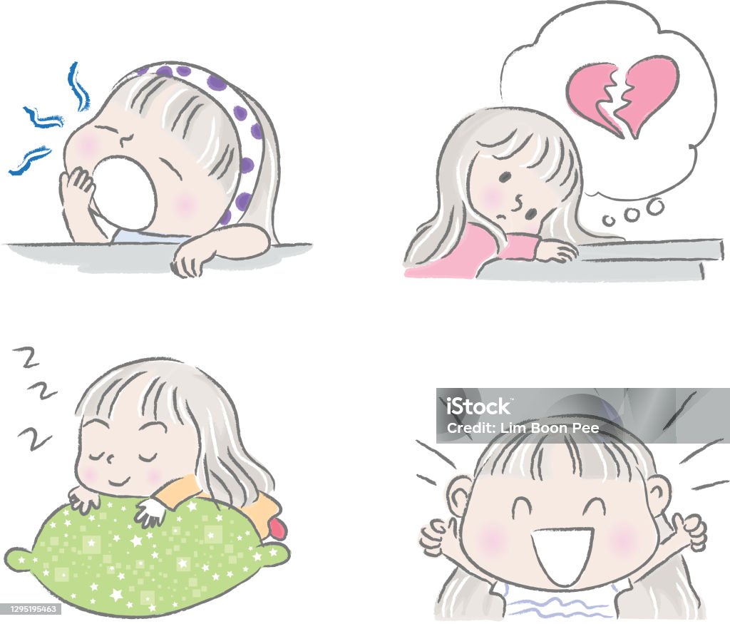Vector Cartoon Girl Emoji Set Stock Illustration Download Image Now