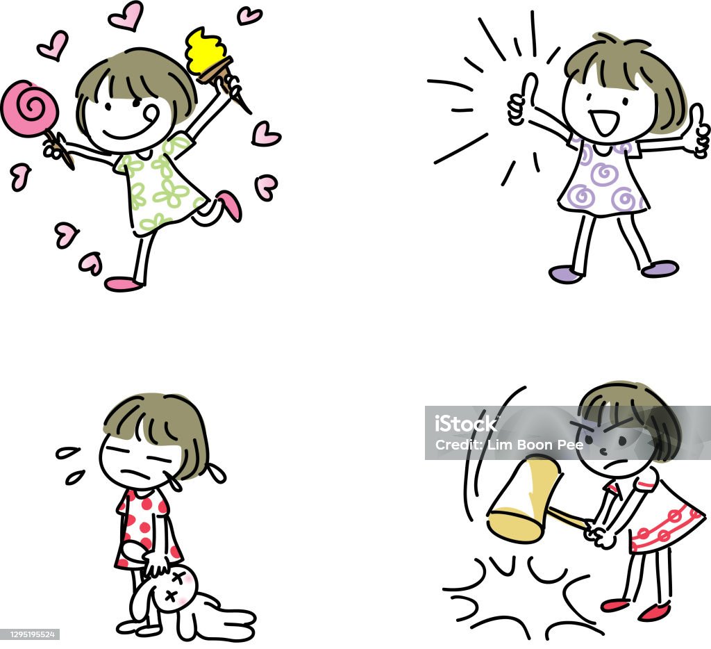 Vector Cartoon Girl Emoji Set Stock Illustration Download Image Now