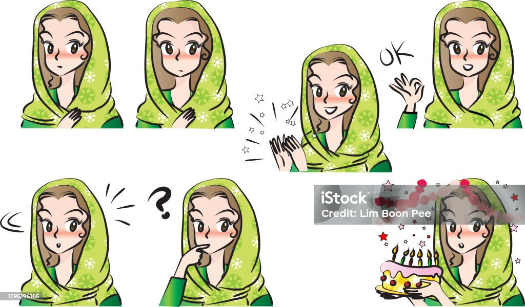 Vector Cartoon Girl Emoji Set Stock Illustration Download Image Now