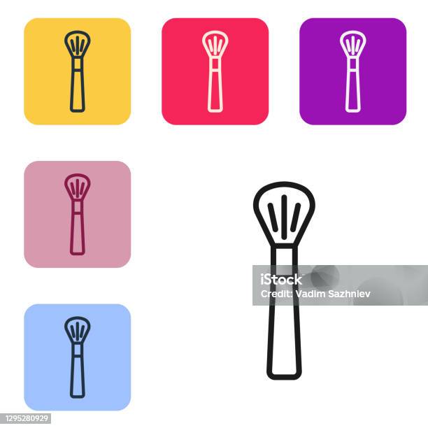 Ikon Sikat Makeup Garis Hitam Terisolasi Pada Latar Belakang Putih Atur