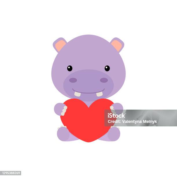 Lucu Lucu Kuda Nil Dengan Hati Di Latar Belakang Putih Karakter Hewan ... Lucu Lucu Kuda Nil Dengan Hati Di Latar Belakang Putih Karakter Hewan ...