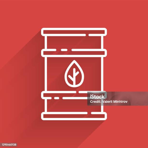 Ikon Laras Bahan Bakar Bio Garis Putih Terisolasi Dengan Bayangan
