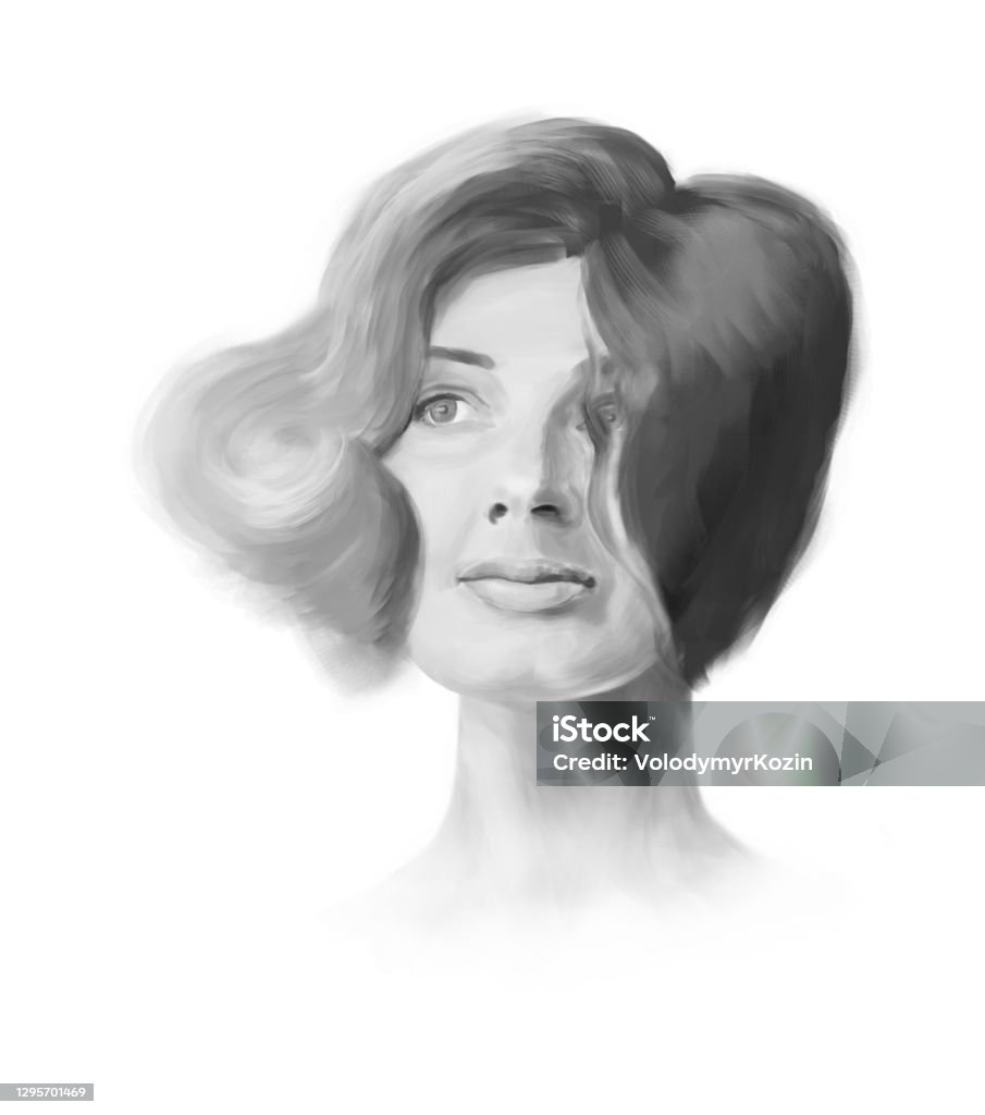 Picturesque Woman Portrait Close Up Stock Illustration Download Image