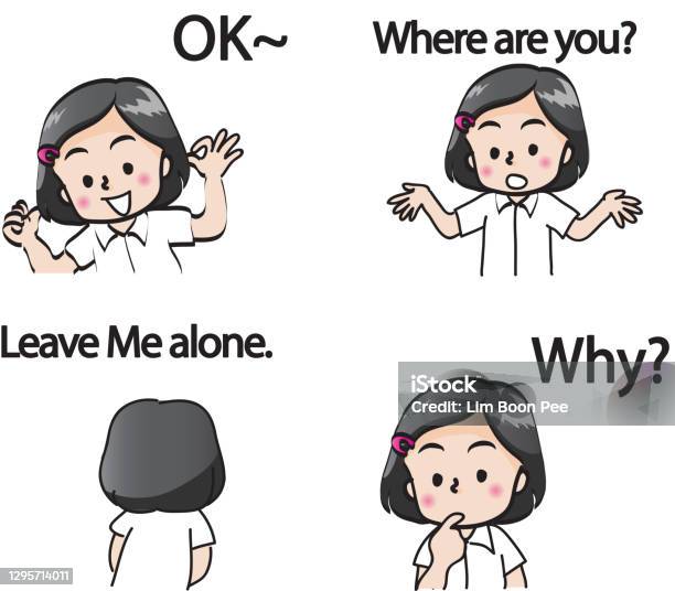 Vector Cartoon Girl Emoji Set Stock Illustration Download Image Now Adult Avatar Cartoon