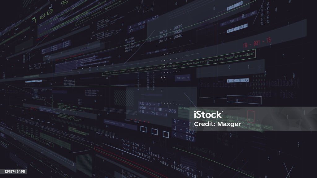 Digital Binary Programming Code Coding Technology Networks And Data Flood Background Of Software