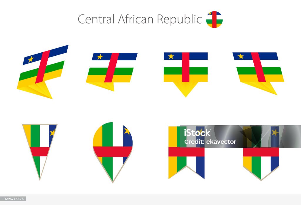 Central African Republic National Flag Collection Eight Versions Of