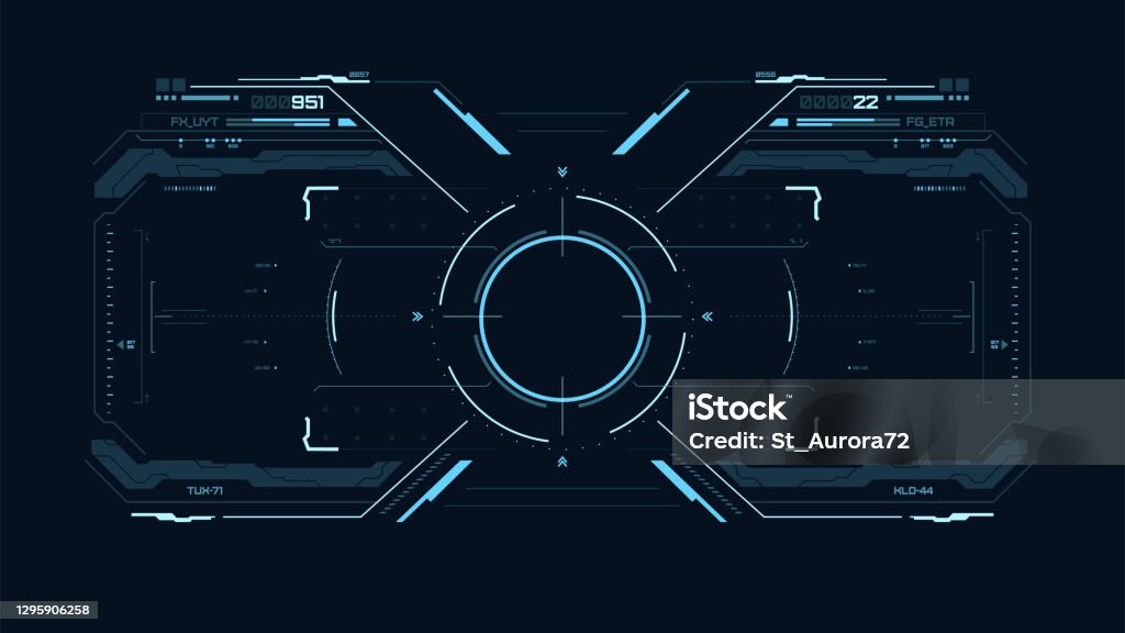 Antarmuka Pengguna Biru Futuristik Sci Fi Hud Ui Untuk Permainan Vr
