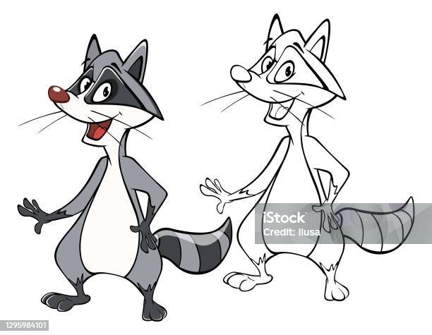 Ilustrasi Kartun Lucu Karakter Rakun Untuk Anda Desain Dan Permainan