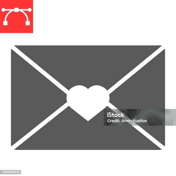 Cinta Huruf Glyph Ikon Hari Kasih Sayang Dan Kartu Pos Surat Dengan