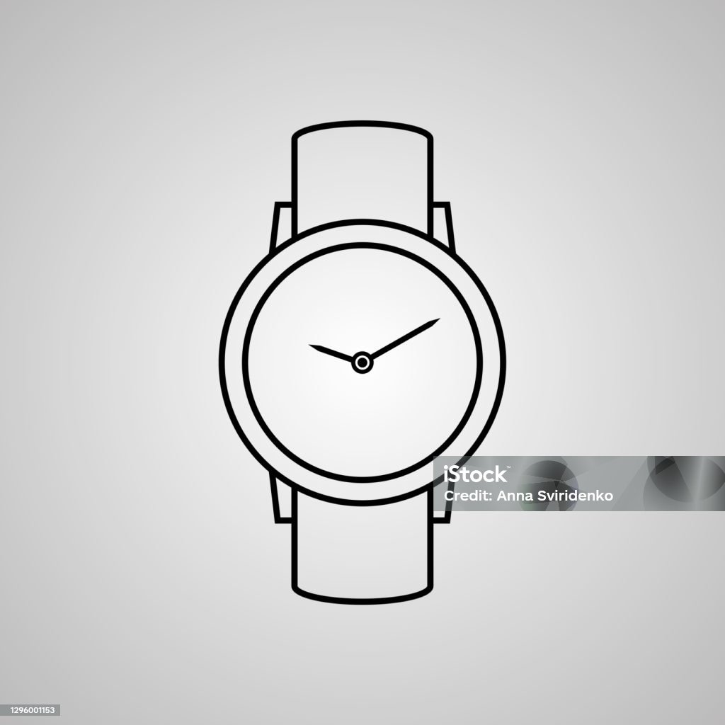 Ilustración De Imagen En Blanco Y Negro Icono De Reloj De Pulsera