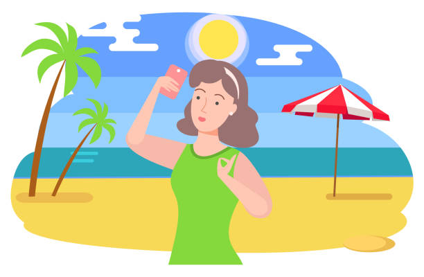 400 Woman At Beach Selfie Illustrations Royalty Free Vector Graphics