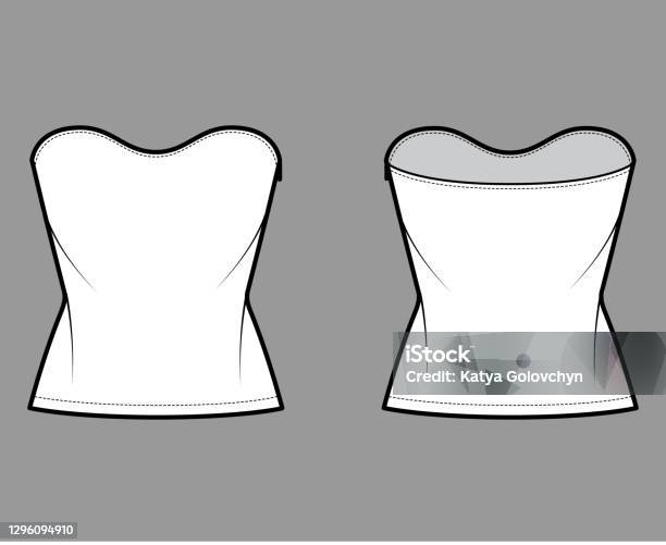 Top Crop Strapless Scoop Décolleté Technique Illustration De Mode Avec