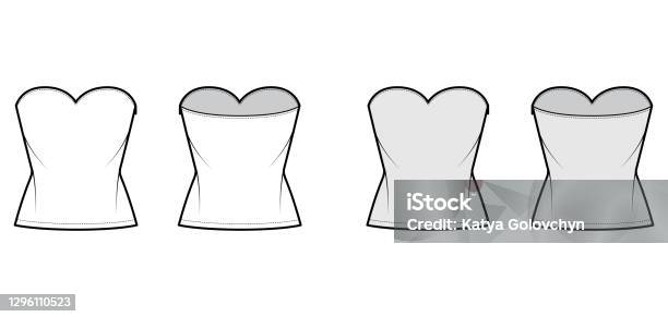 Top Crop Bustier Chérie Décolleté Illustration Technique De La Mode