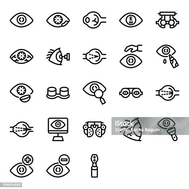 Ilustración De Conjunto De Iconos De Oftalmología Ojo Vista Lente