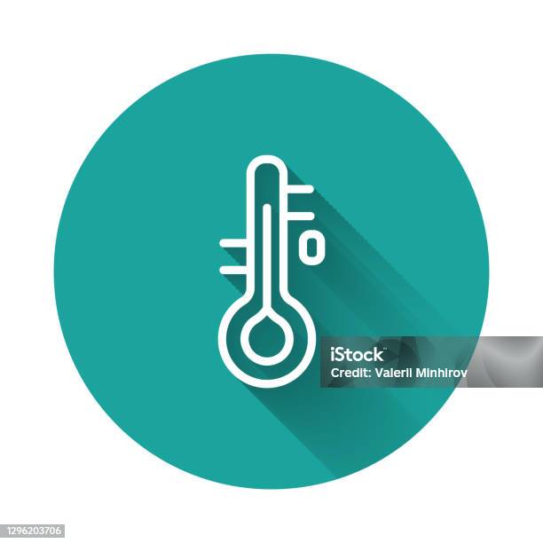 Ikon Termometer Sauna Garis Putih Terisolasi Dengan Latar Belakang