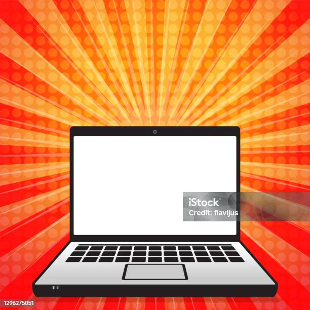 Laptop Atau Komputer Notebook Di Latar Belakang Abstrak Layar Kosong