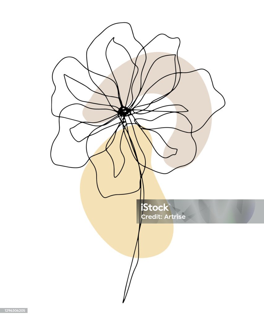 Conception Florale Minimale Dart De Carte Avec La Fleur Dencre De
