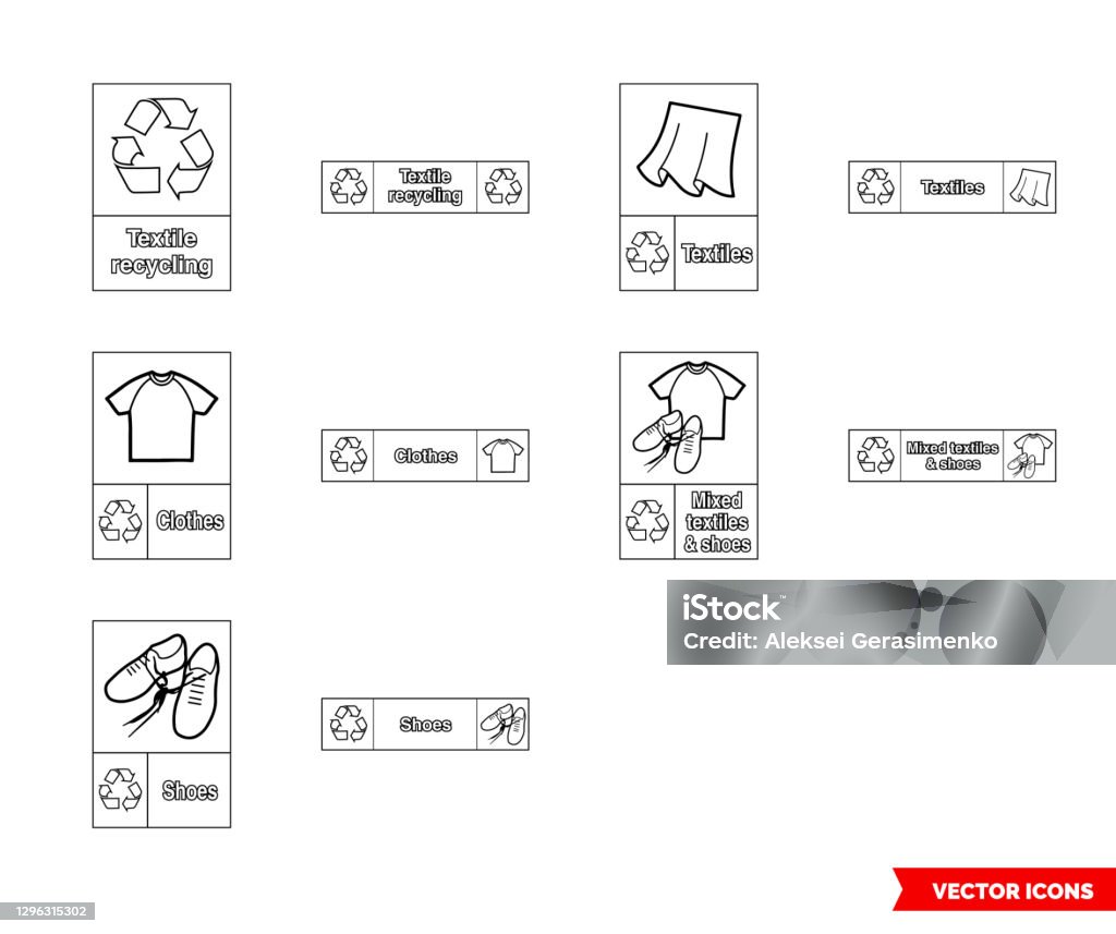 Le Recyclage Textile Signe Lensemble Dicônes Des Types De Contour