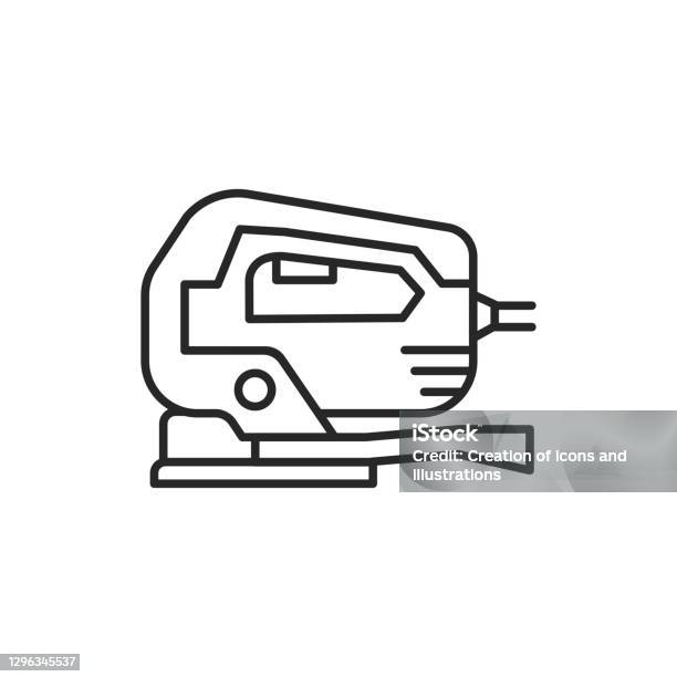 Icône De Ligne Électrique De Ligne Doutil Fretsaw Pictogramme Pour Page