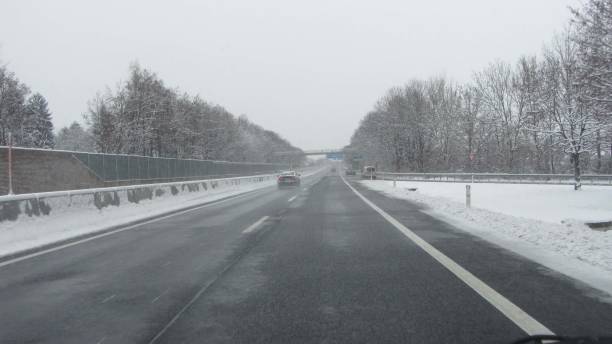 Free Stock Photo of View of a snowy highway from inside a car ...
