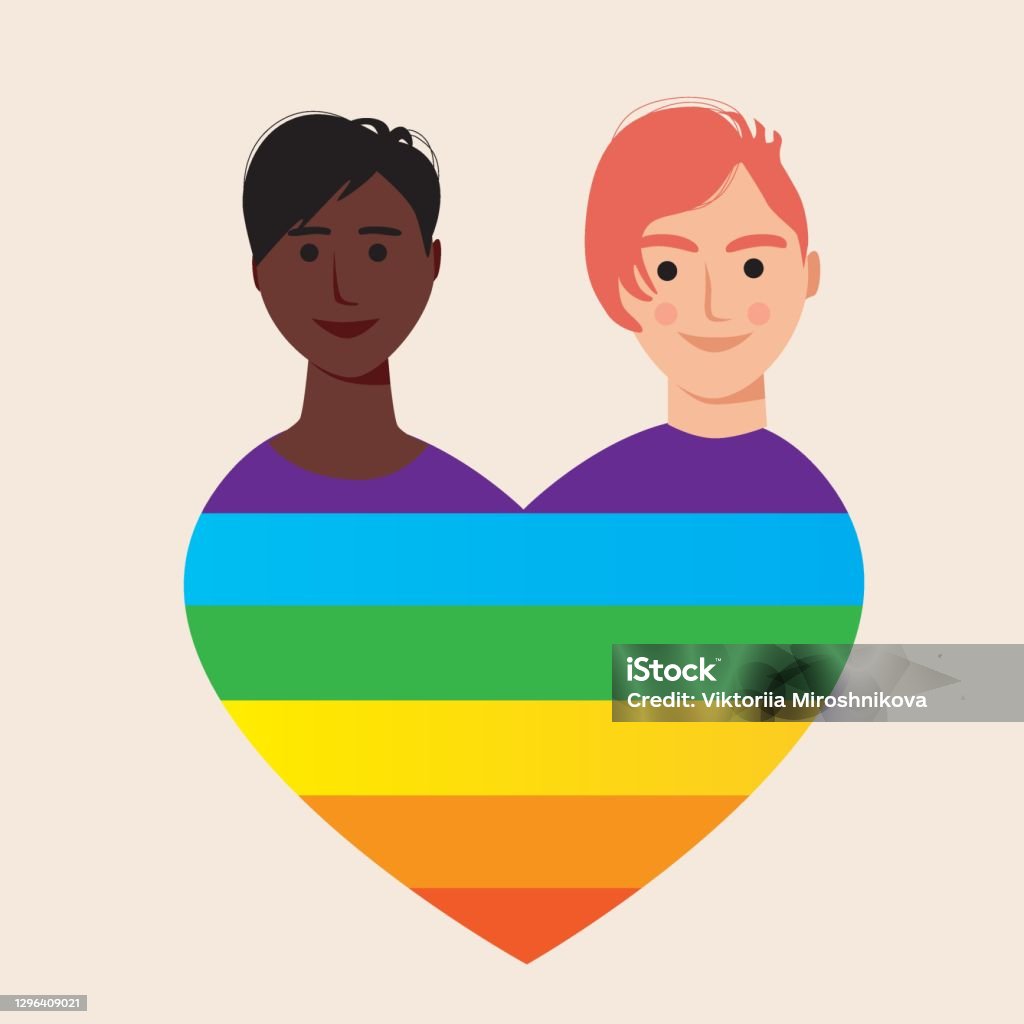 Couples Lgbtq Isolés Valentine De Tête De Coeur Illustration Plate De