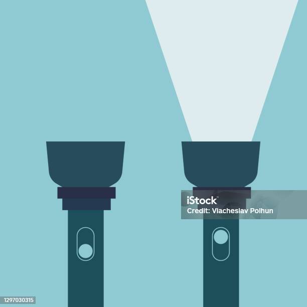 Lampe De Poche Éteinte Et Allumée Avec Un Faisceau De Lumière