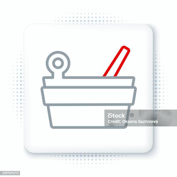 Bucket Line Sauna Dan Ikon Ladle Terisolasi Di Latar Belakang Putih