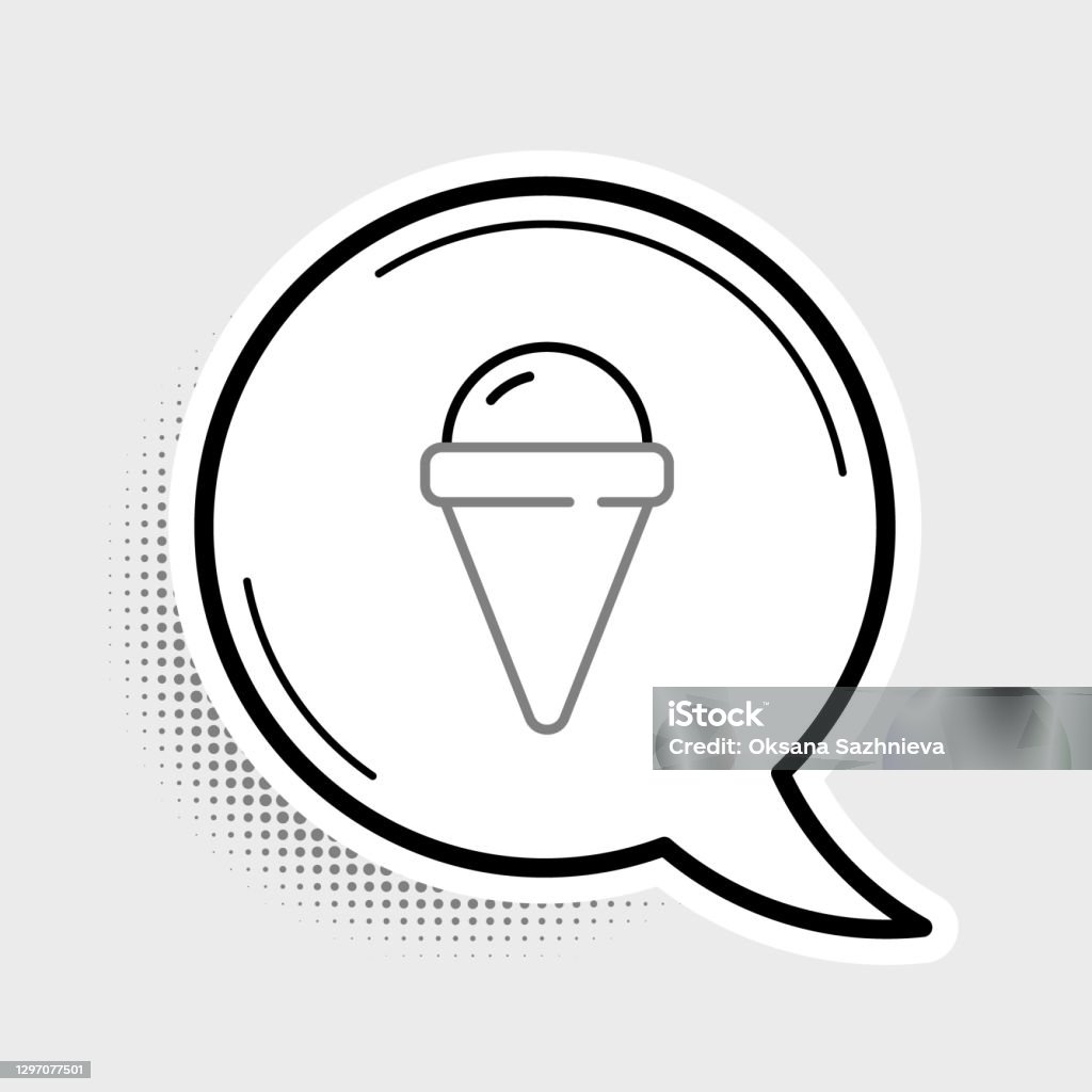 Ilustración De Línea Helado En Icono De Cono De Gofre Aislado Sobre